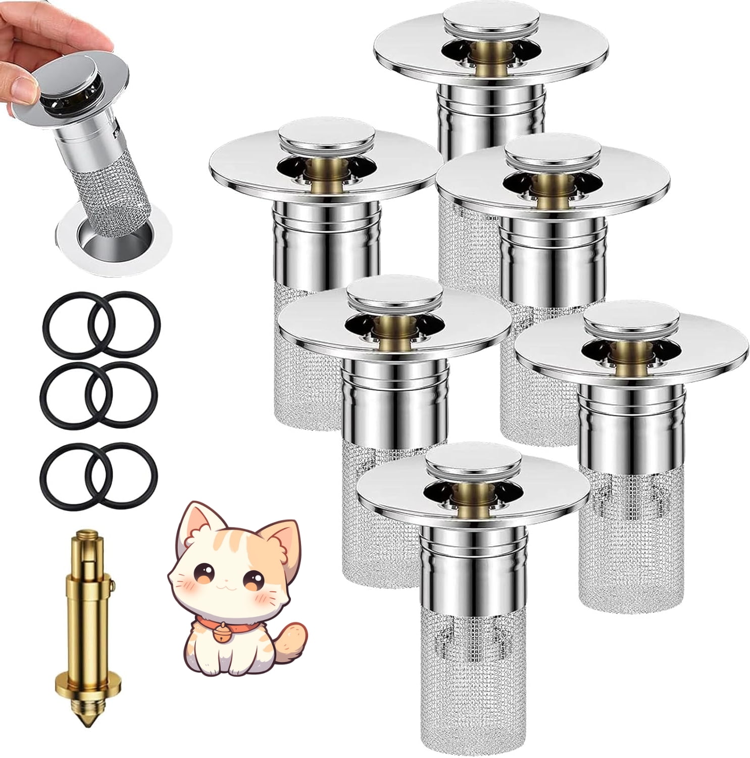 Drain, Stainless Steel Floor Drain Filter Bathroom, Sink Stopper Pop Up ...