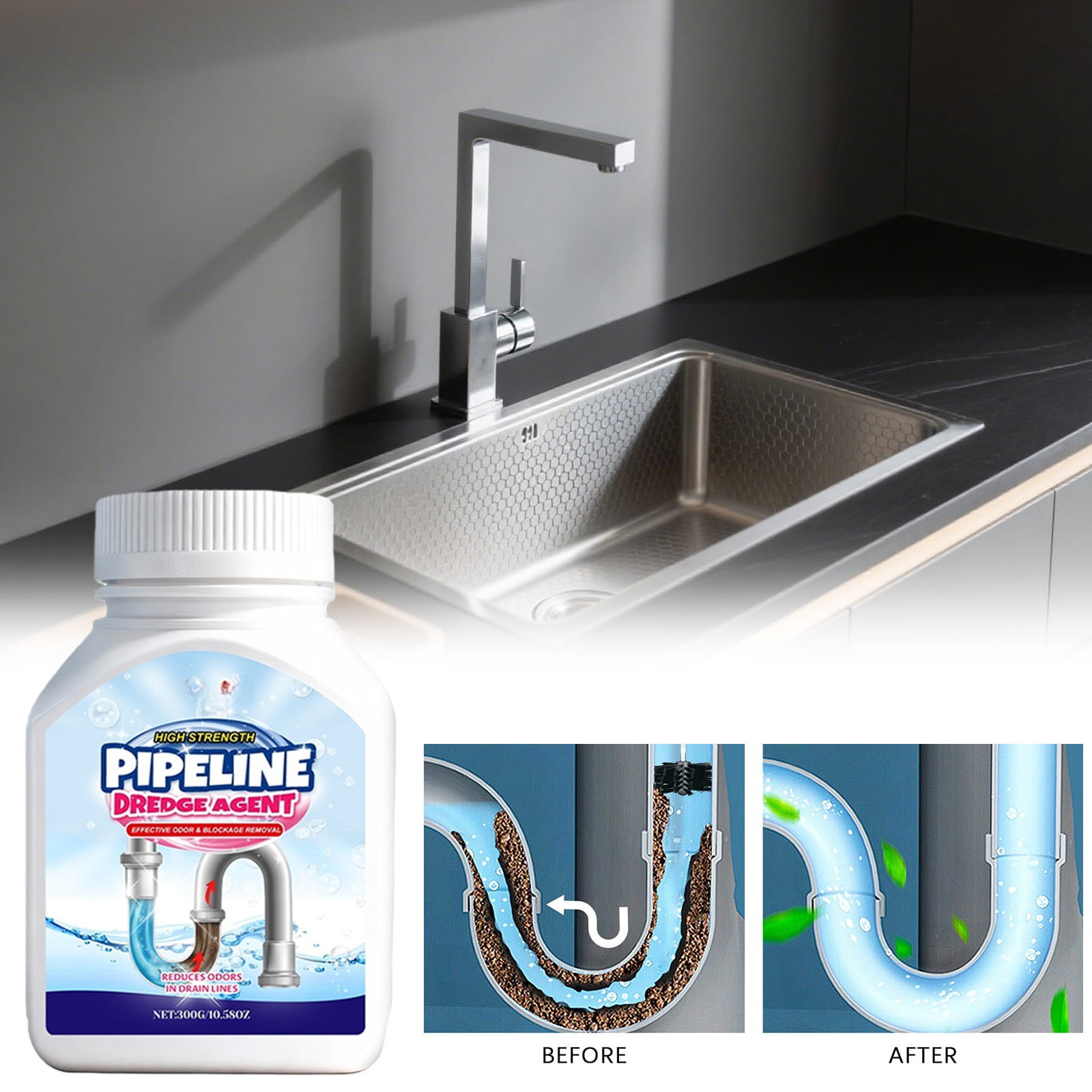 Drain Unblocker Powerful Cleaner 300g & Soap And Drain Cleaner Toilet ...