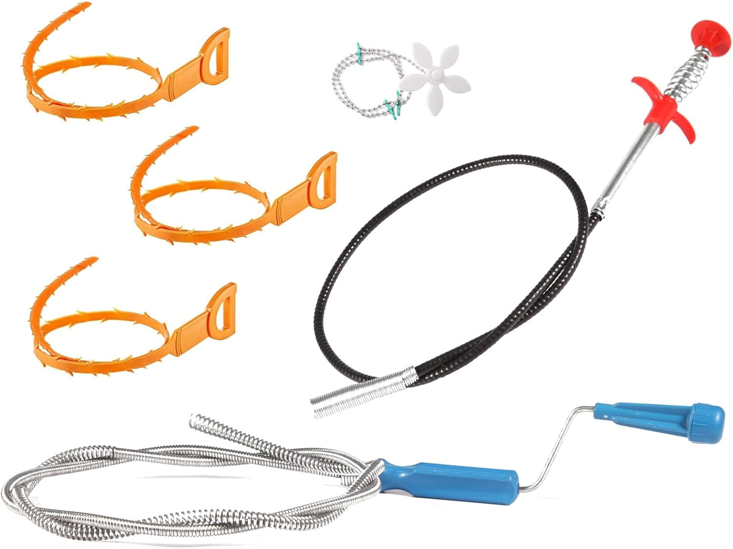 Drain Unblocker Tool 6PCS Sink Unblocker Flexible Plumbing Snake Drain ...