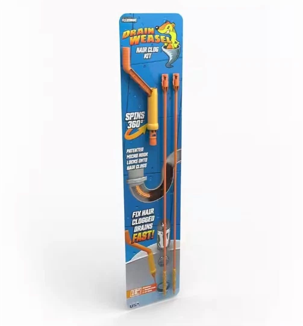 Drain Weasel Hair Clog Tool Starter Kit For Drain Cleaning (3-Piece ...