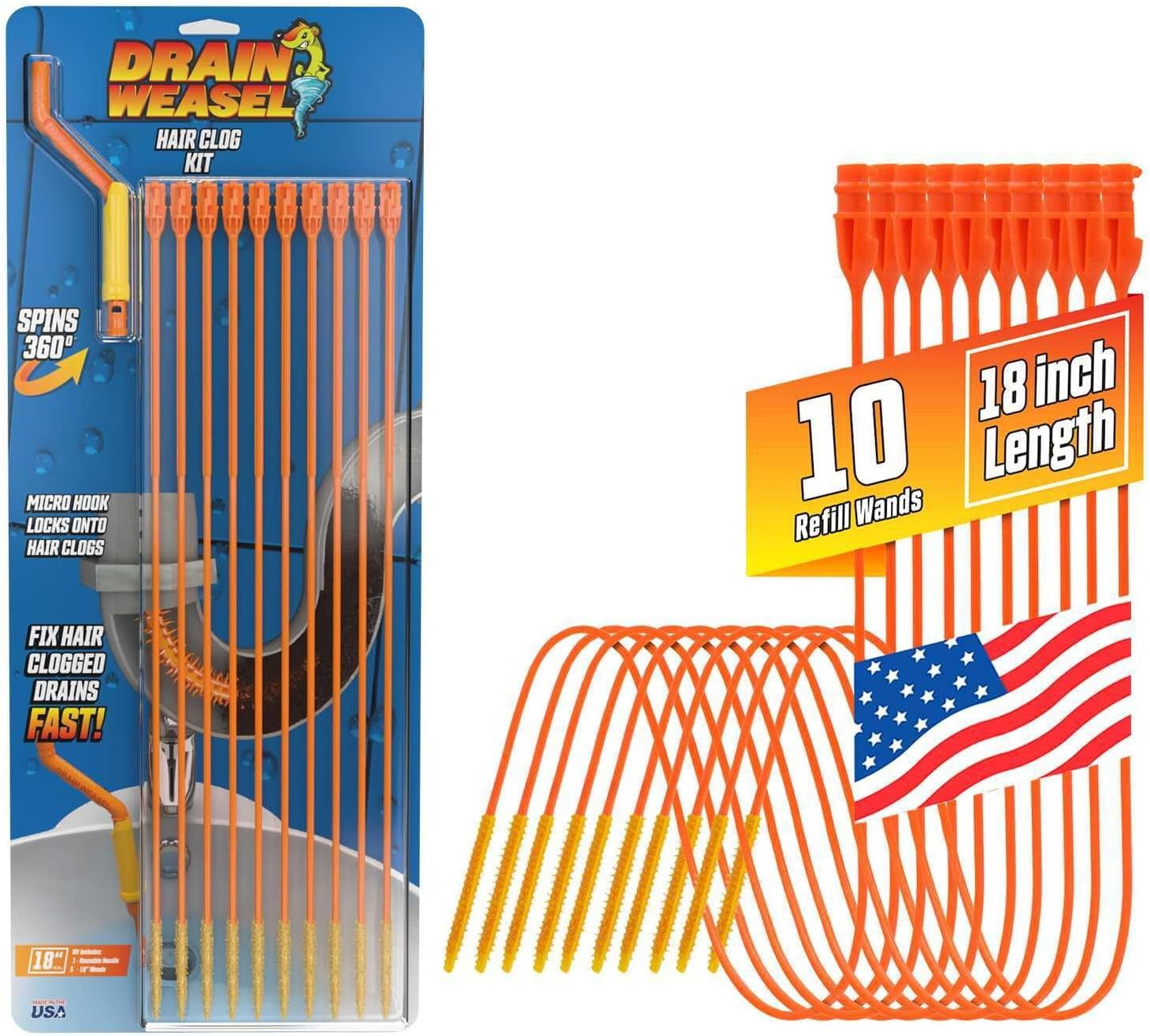 Drain Weasel Sink Snake Hair Clog Remover Tool, Sink, Pipe, Bathroom ...