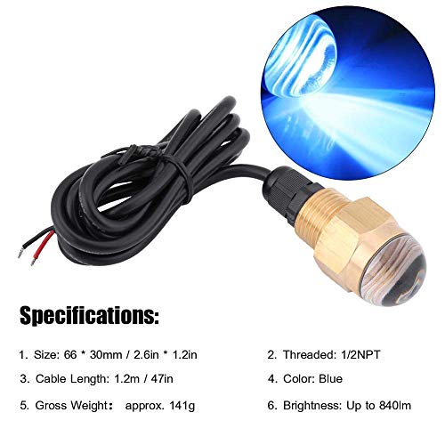 Drain plug light, Marine Boat 12V Brass Glass Blue LED Underwater Light ...