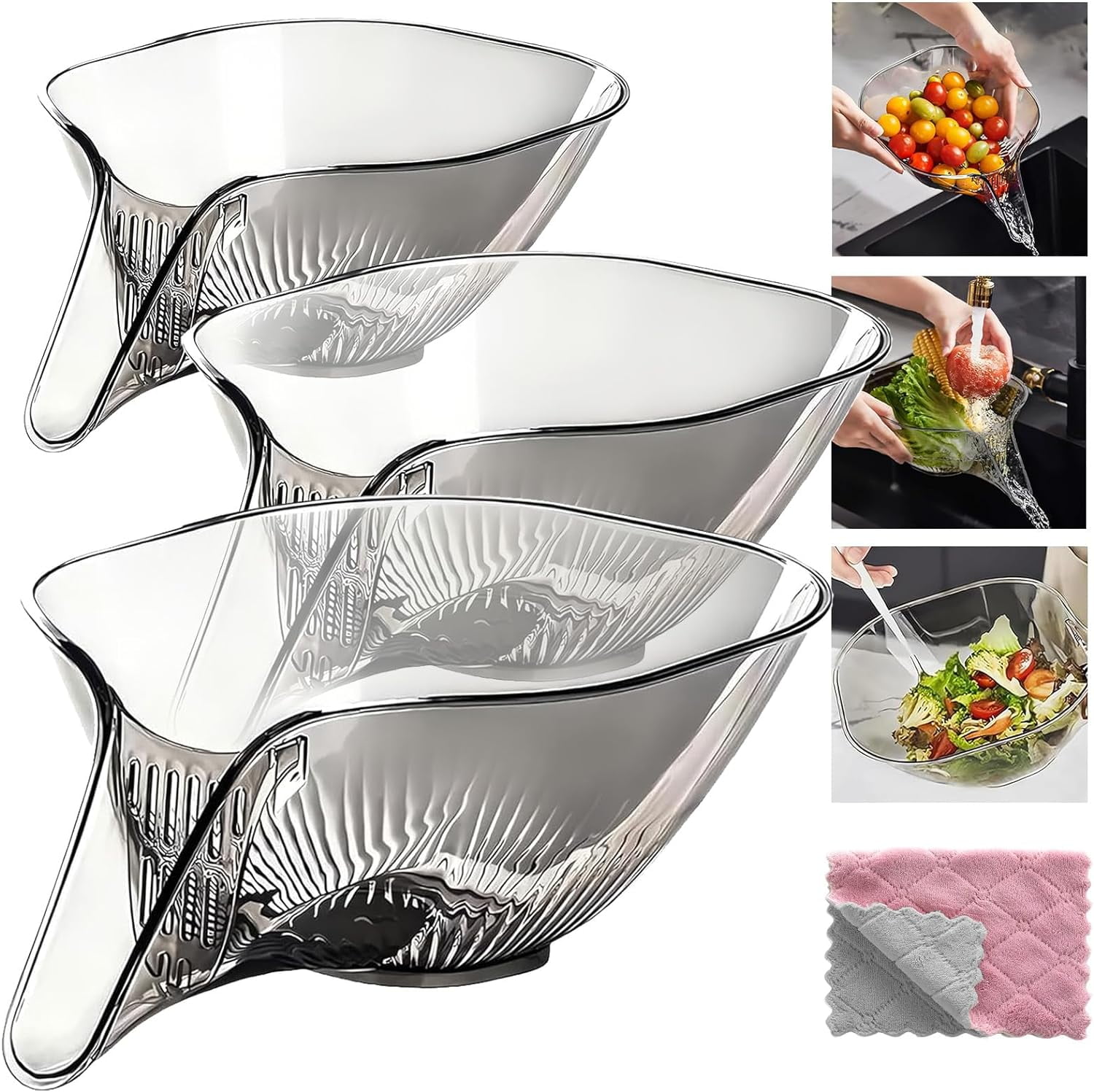 Drainage Basket, 3 Pack 2025 Upgrade Drain Basket Funnel Multi ...