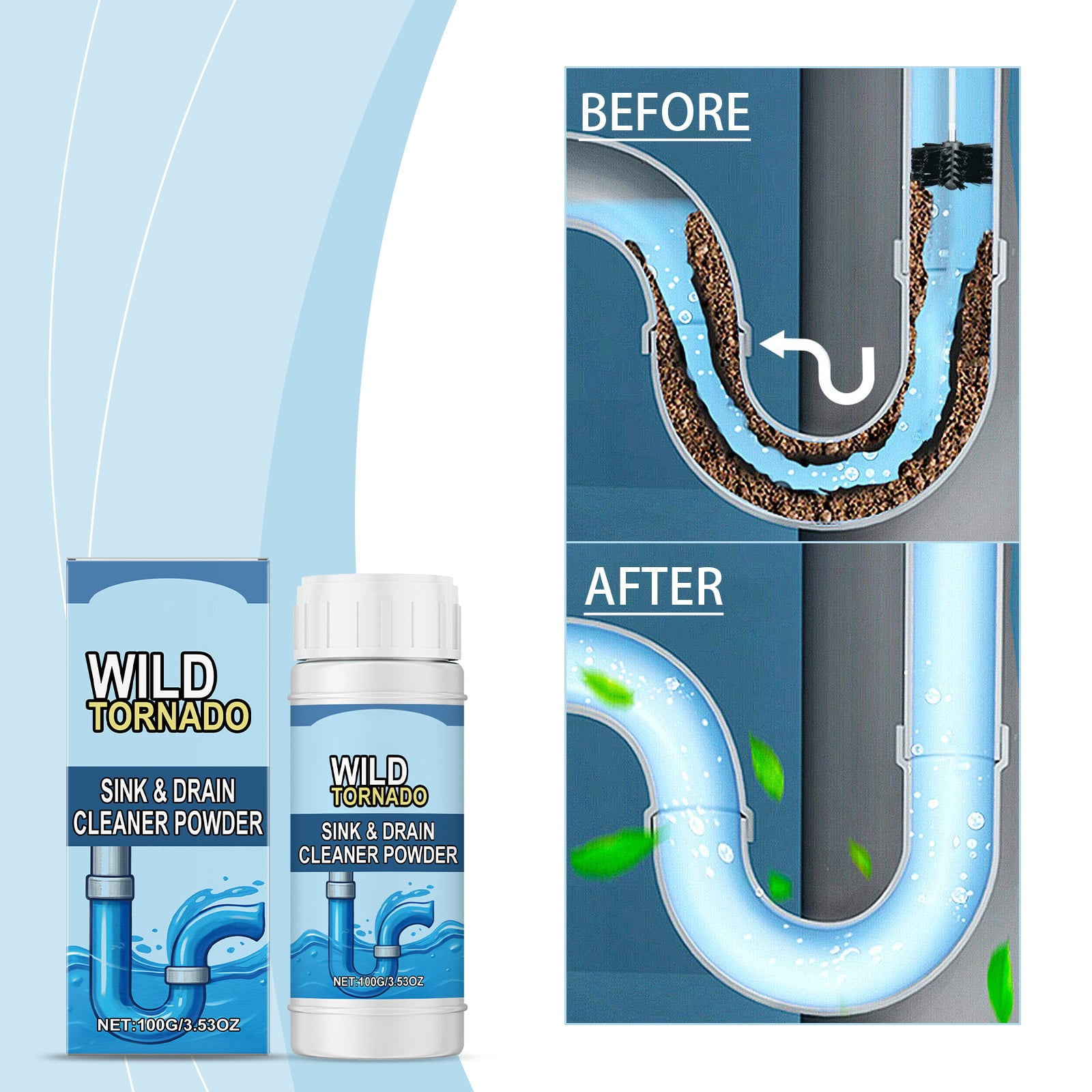 Drainage Pipe Clog Dissolver Powder | Unclogging Cleaner | Odor ...