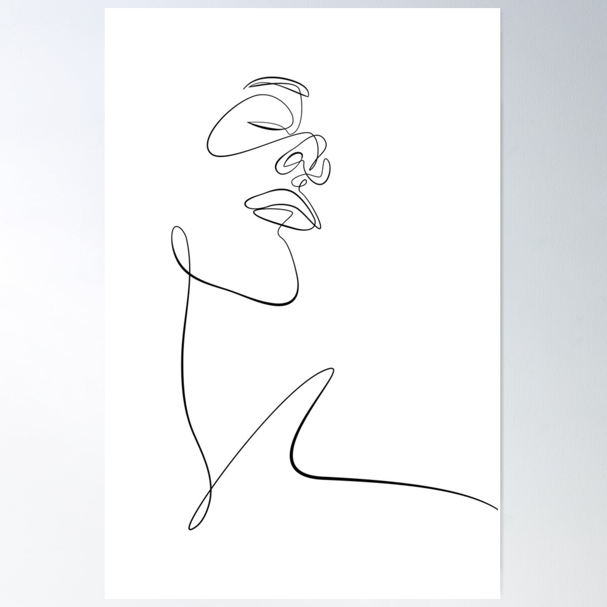 Drained Abstract Single Line Face Drawing Poster Wall Art, Modern Wall ...