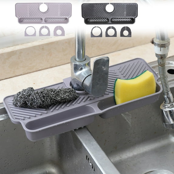 Draining Mat 1Pcs Black Silicone Kitchen Sink Drainage Mat No Drill ...