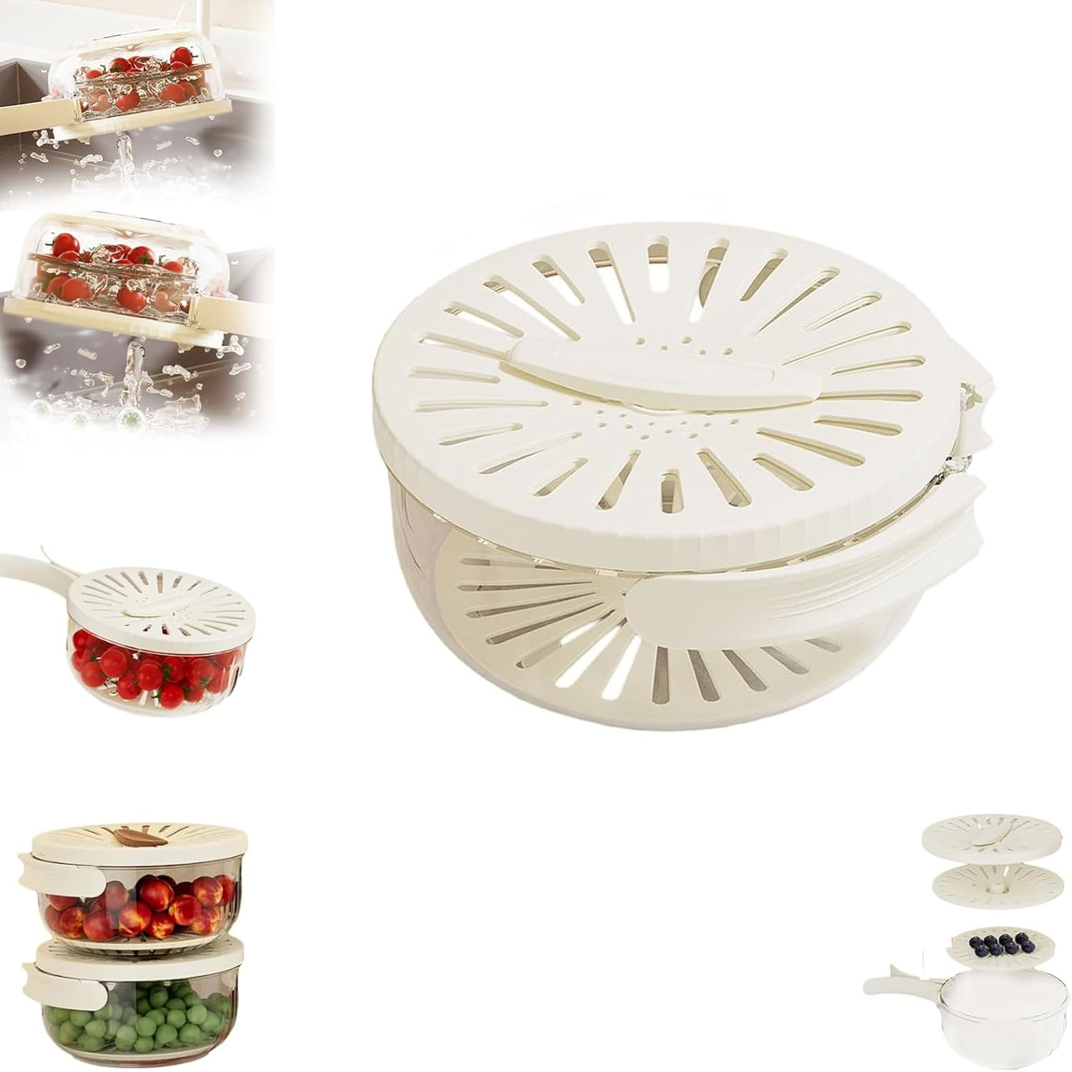 Draining and Preservation Basket, 2-in-1 Fruit Vegetable Washer with ...