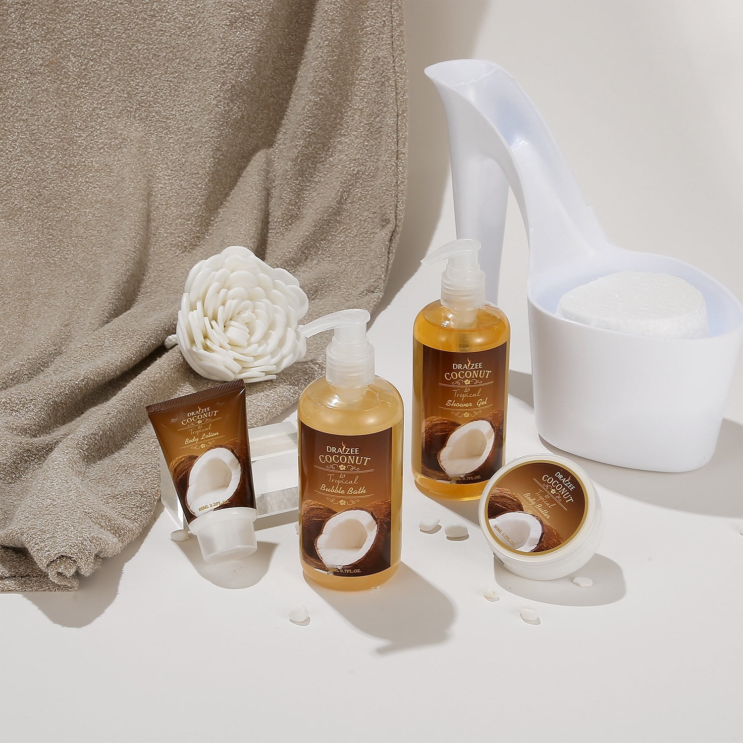 Draizee Set of 4 Heel Shoe Spa Gift Baskets Rose, Coconut, White Tea ...
