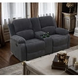 Drak Grey Fabric Recliner Loveseat Luxurious Seating with Fabric Finish ...