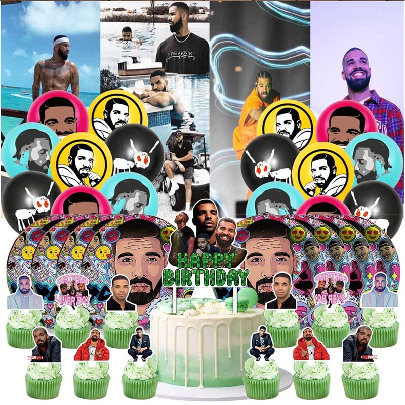 Drake Birthday Party Supplies Balloons Plates Decoration Cake Topper ...
