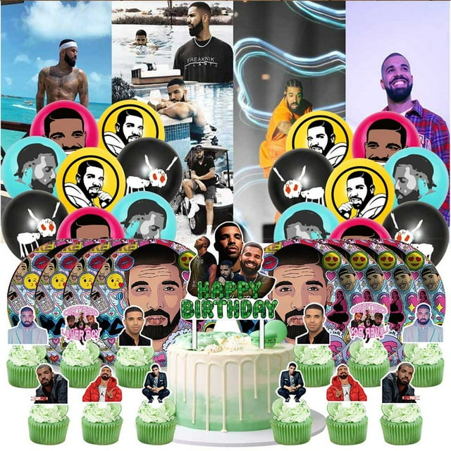 Drake Birthday Party Supplies Balloons Plates Decoration Cake Topper ...