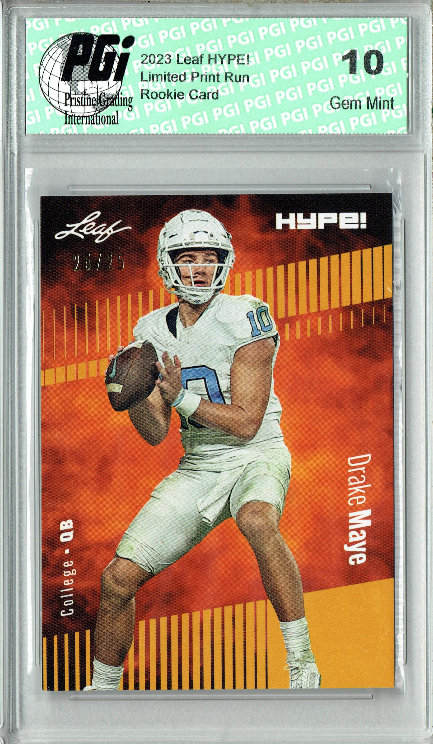 Drake Maye 2023 Leaf HYPE! #114a Gold SP, Just 25 Made Rookie Card PGI ...