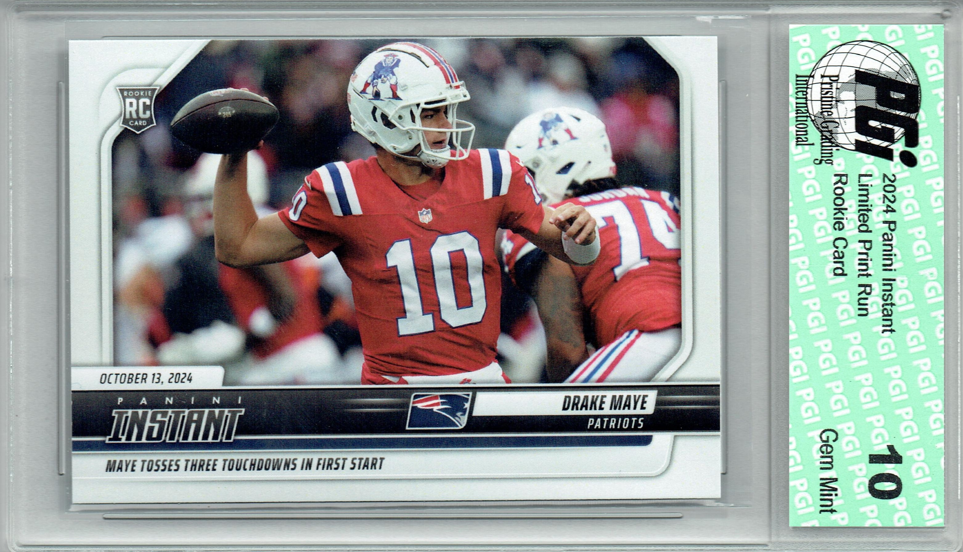 Drake Maye 2024 Panini Instant #83 3 TDs in 1st Start! Rookie Card PGI ...