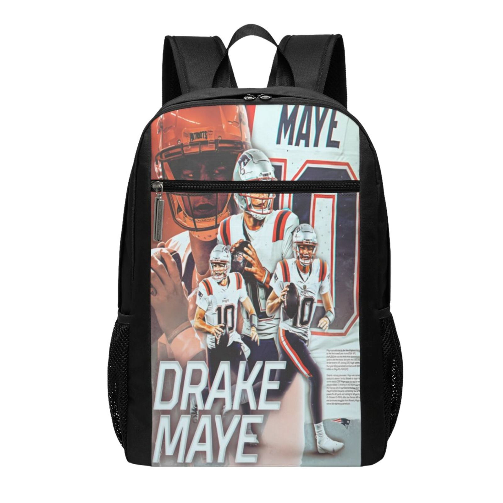 Drake Maye Custom Simple Casual Sports Backpack, Football Team Logo Fan ...
