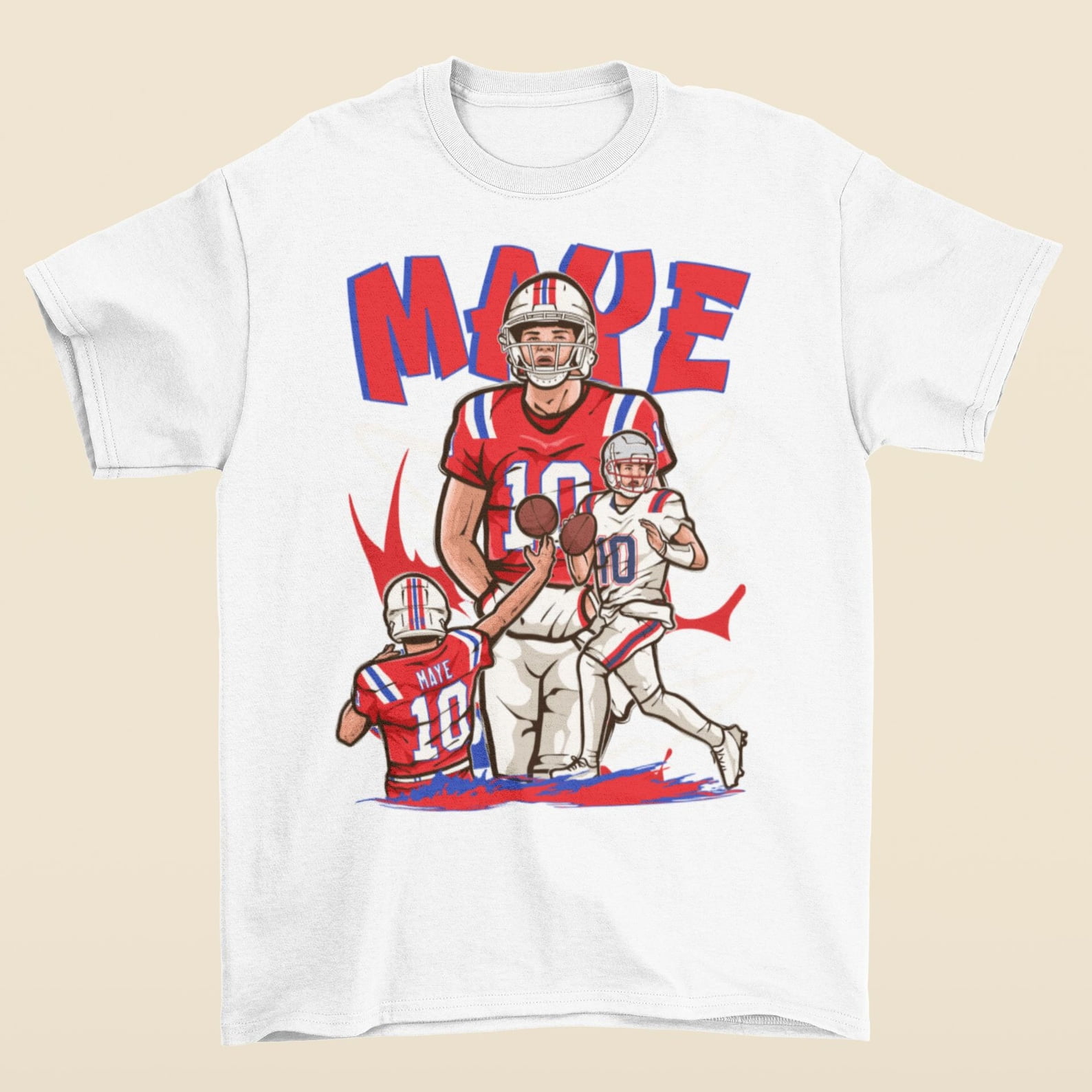 Drake Maye T-Shirt, Cartoon Style Football Tee, Gift For His Fan ...