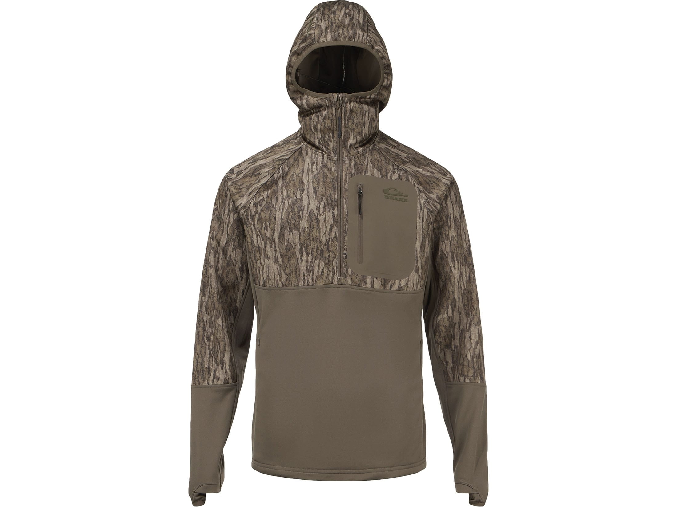 Drake Men's MST Offset 2.0 Quarter Zip Hoodie Mossy Oak Bottomland ...