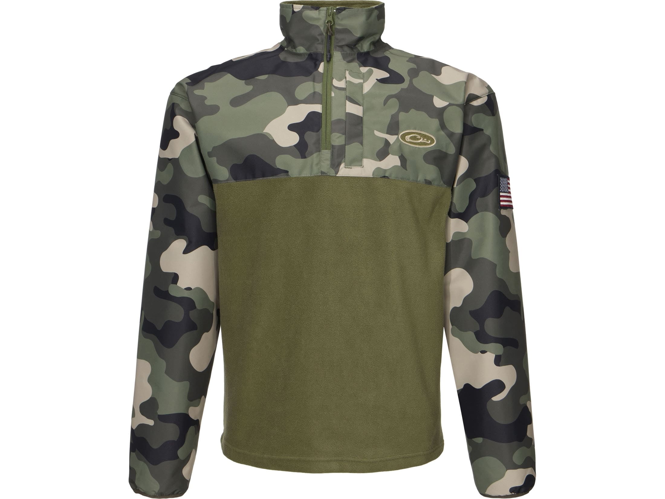 Drake Men's MST Refuge Eqwader Quarter Zip Sweatshirt Woodland Camo ...