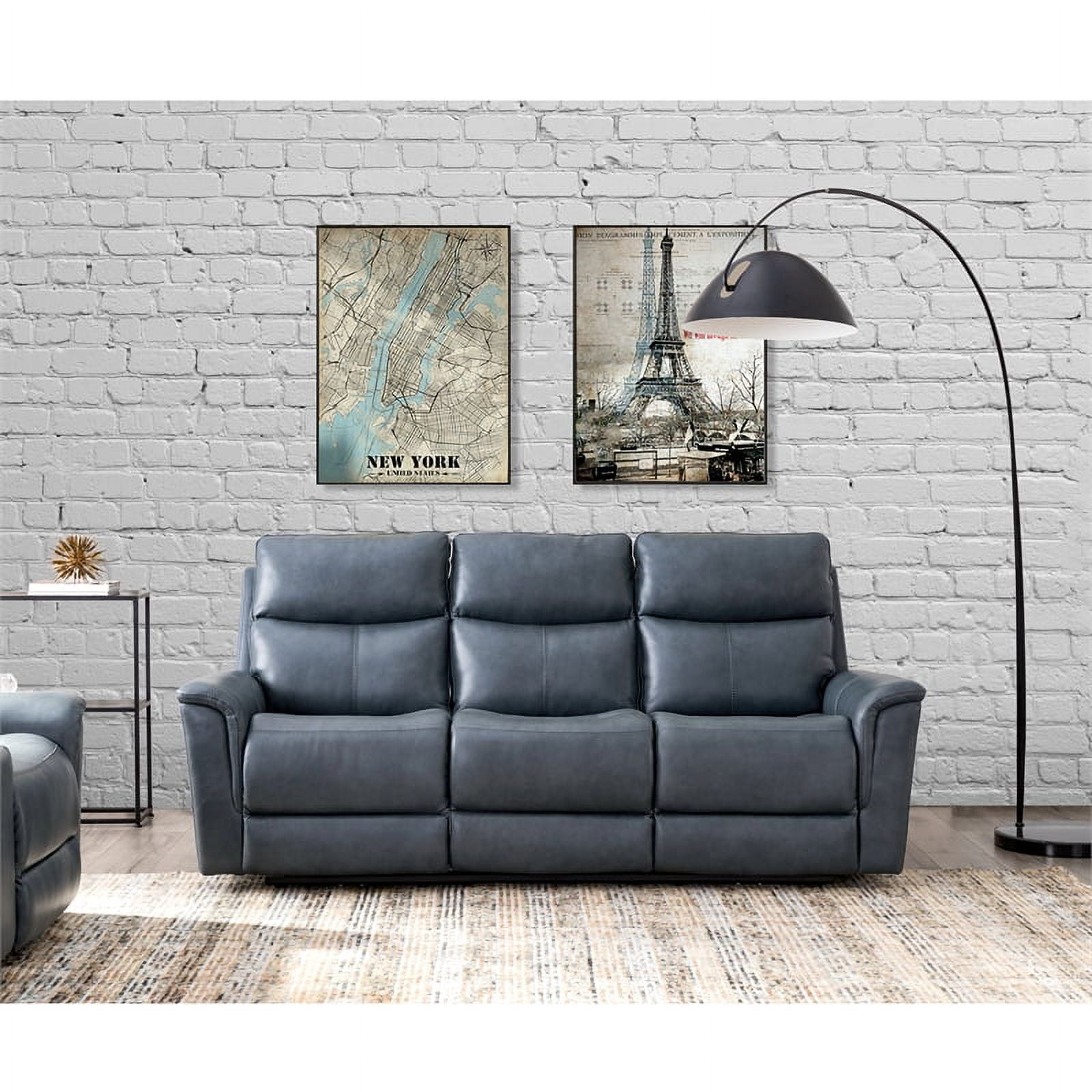 Drake Power Motion Sofa & Power Head Rest In Blue Grey Leather ...