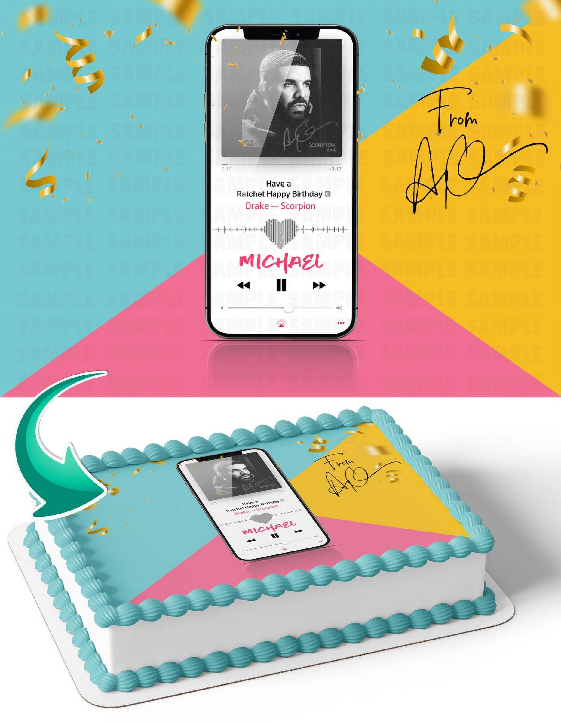 Drake Ratchet Birthday Meme Edible Cake Image Topper Personalized ...