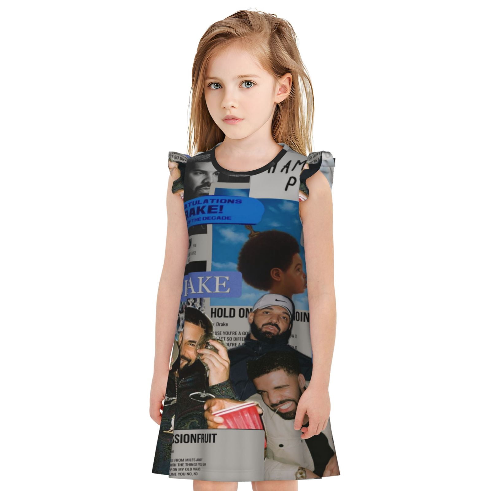 Drake Singer Nightgowns Pajamas Dress 3D Printed Flutter Sleeve ...