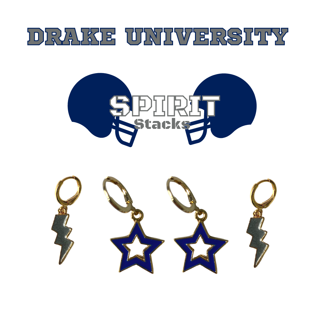 Drake University Spirit Stack grey mini enamel bolts and navy statement ...