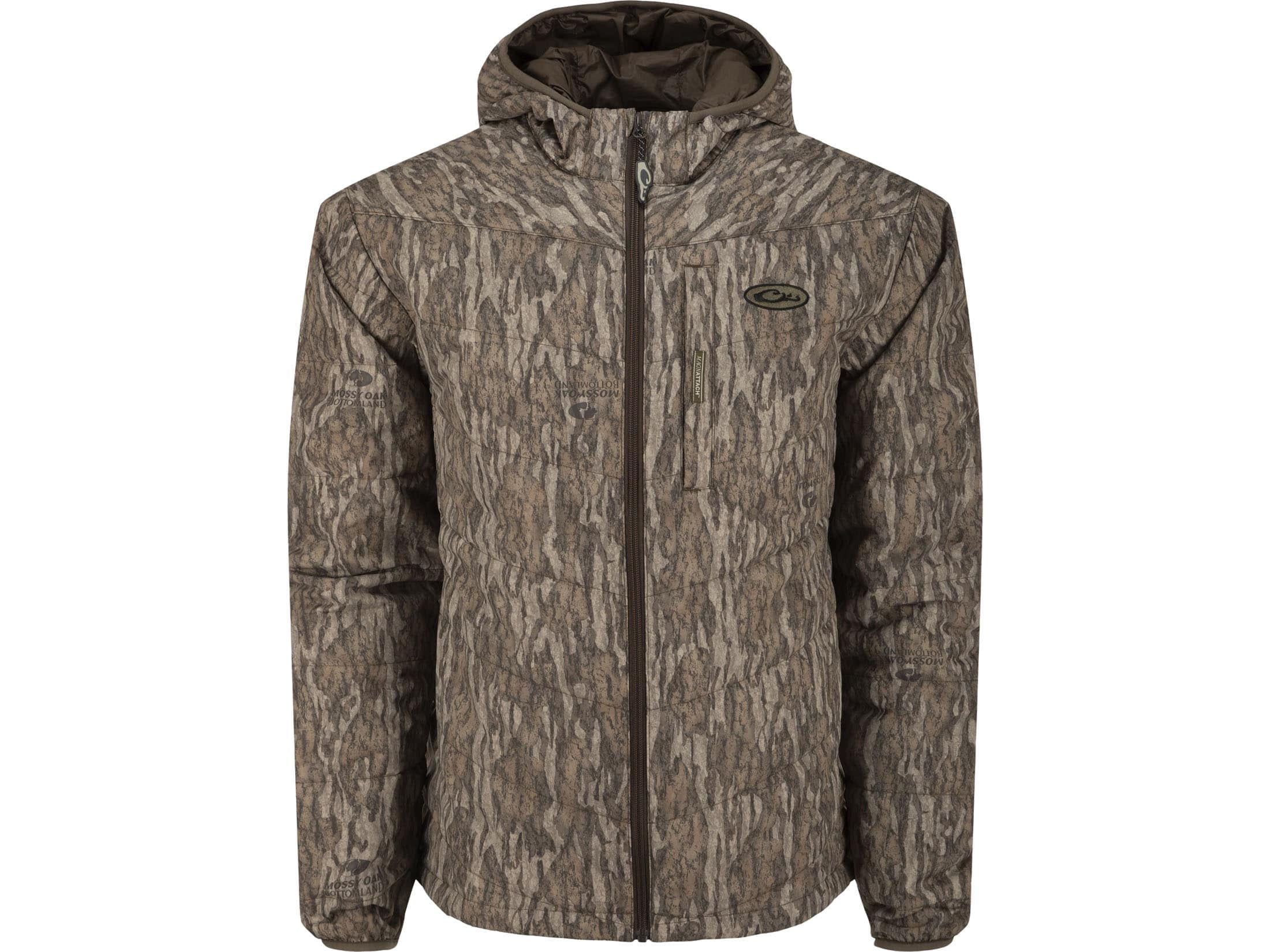 Drake Men's MST Synthetic Down Hooded Jacket Mossy Oak Bottomland ...