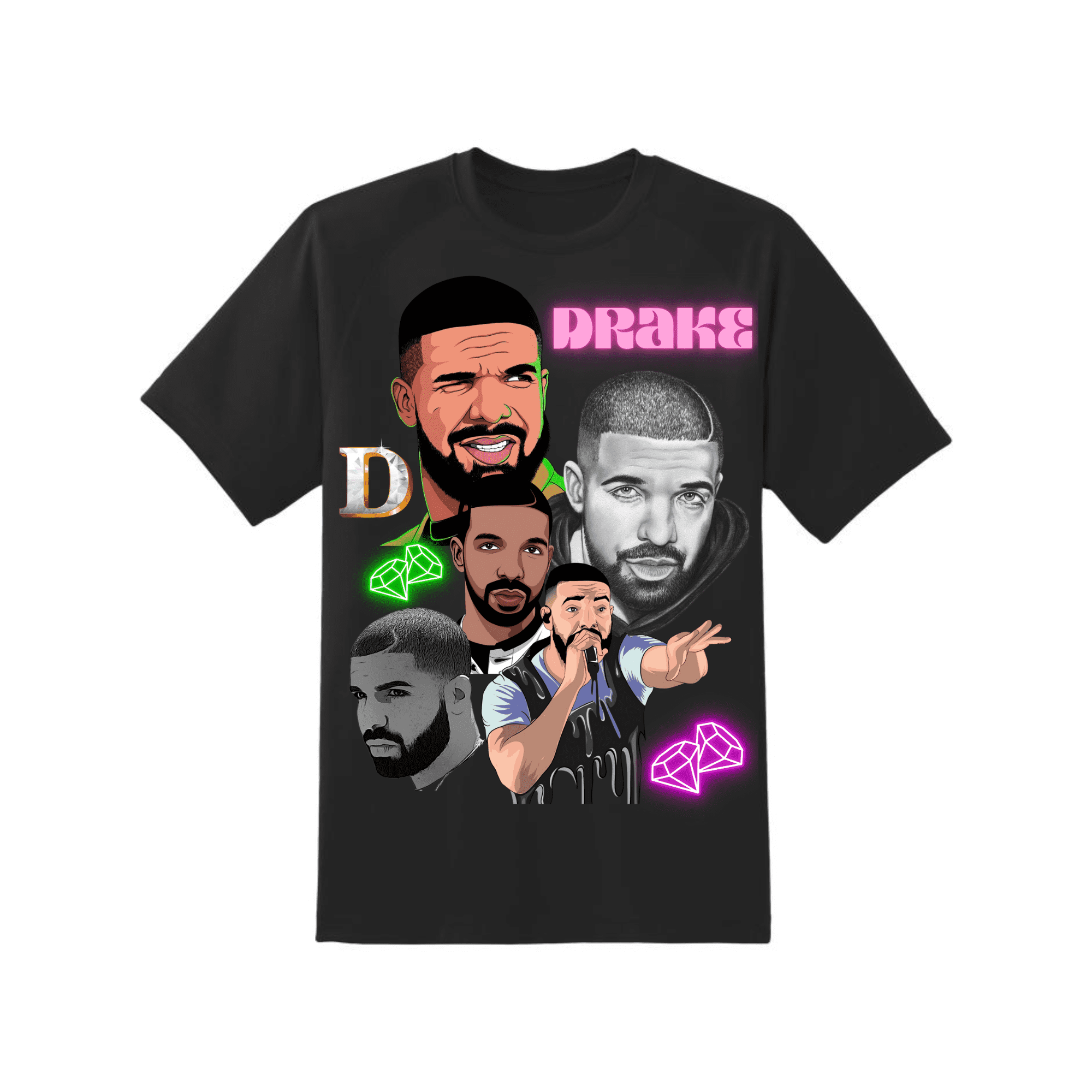 Drake cartoon T-shirt - Walmart.com