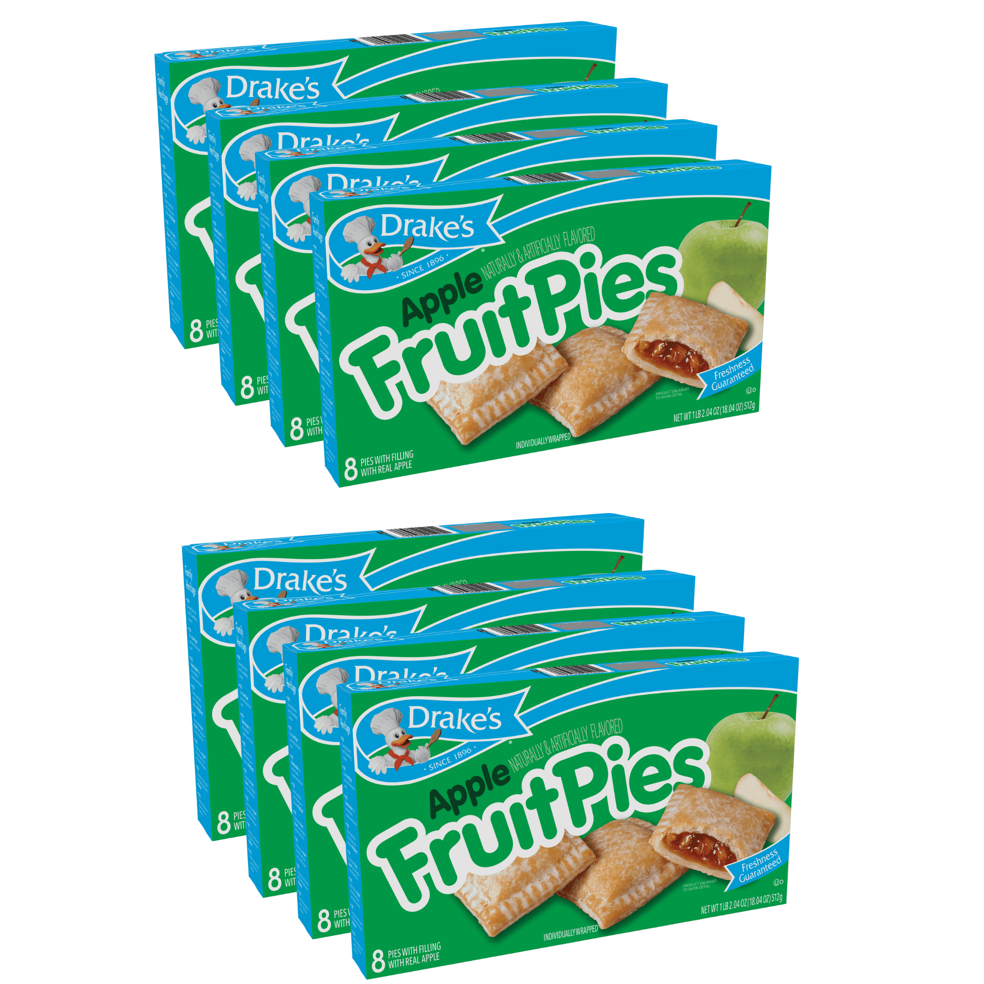 Drake's Apple Fruit Pies, 8 Boxes, 64 Individually Wrapped Pies with ...