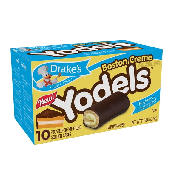 Drake's Boston Creme Yodels, Frosted Golden Cakes, Kosher, 10 Count, 11 ...