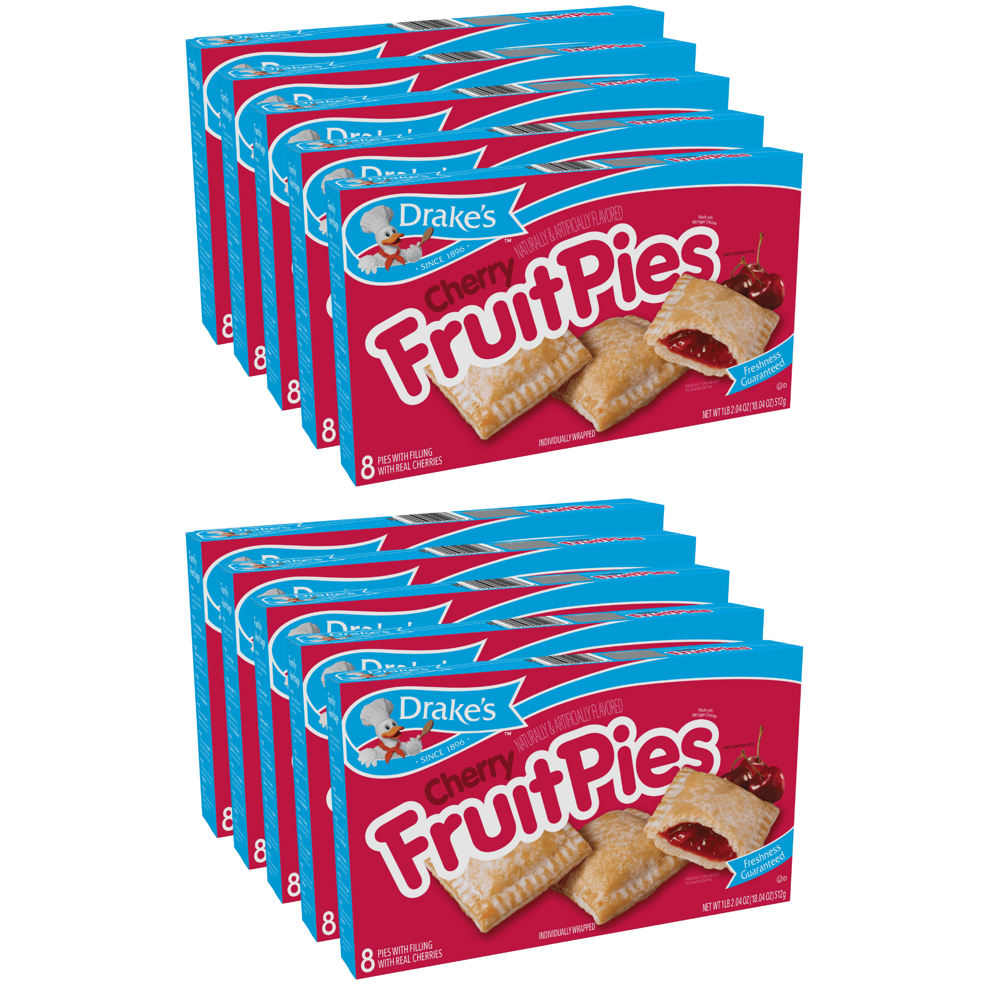 Drake's Cherry Fruit Pies, 10 Boxes, 80 Individually Wrapped Pies with ...