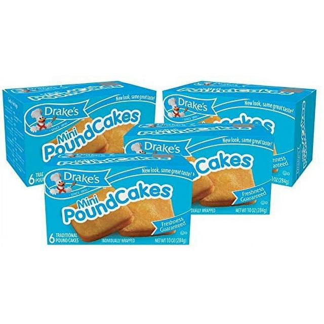 Drake's Bakery Mini Pound Cakes, 1 Box of 6 Snack-Size Individually ...