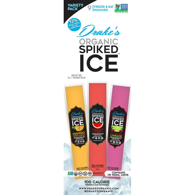 Drake's Organic Spiked Ice, 9 Pack 100 ml Pouches, 12% ABV - Walmart.com