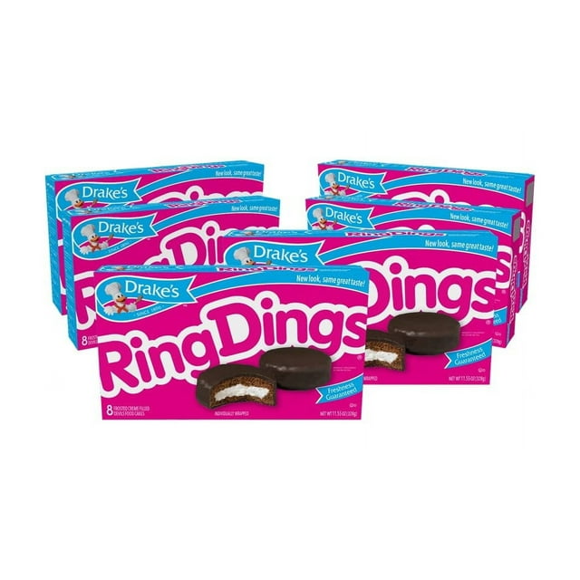 Drake's Ring Dings, 10 count per box, 14.44oz of Frosted Creme Filled ...