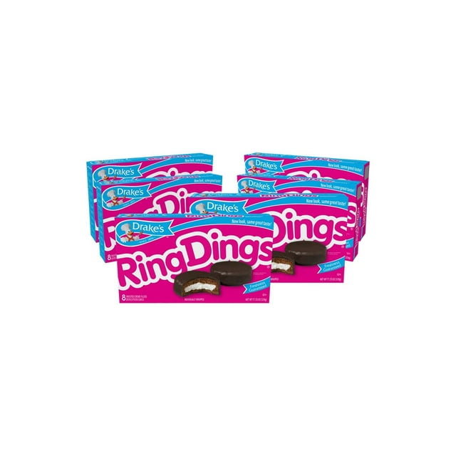 Drake's Ring Dings, 10 count per box, 14.44oz of Frosted Creme Filled ...