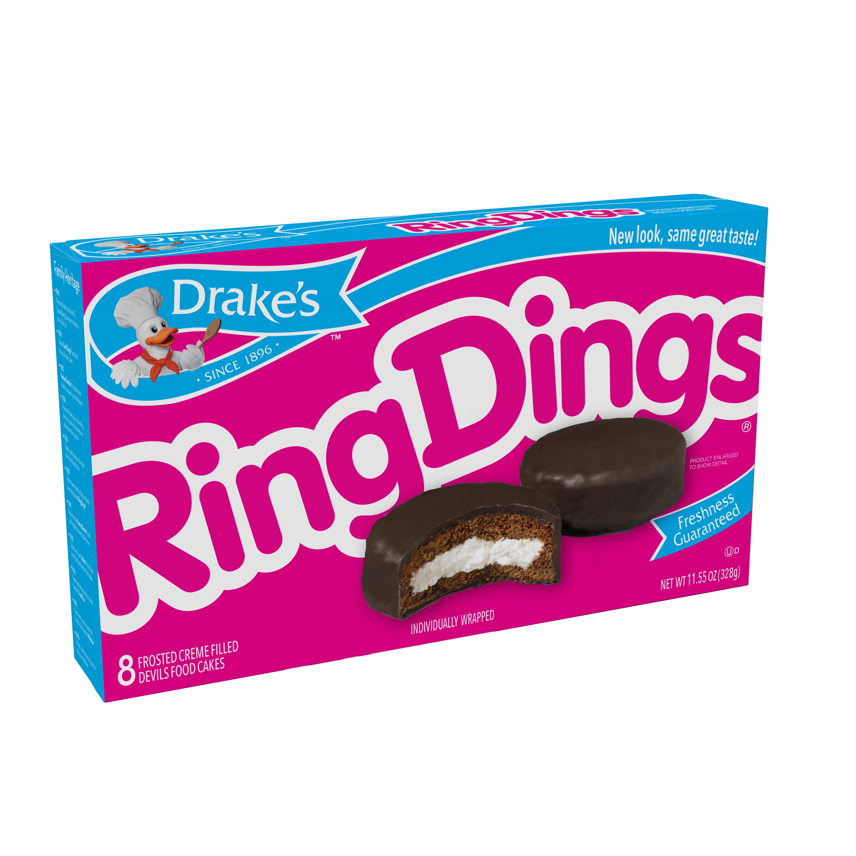 Drake's Food Ring Dings, 8 ct, 11.55 oz, Frosted Creme Filled Devils ...