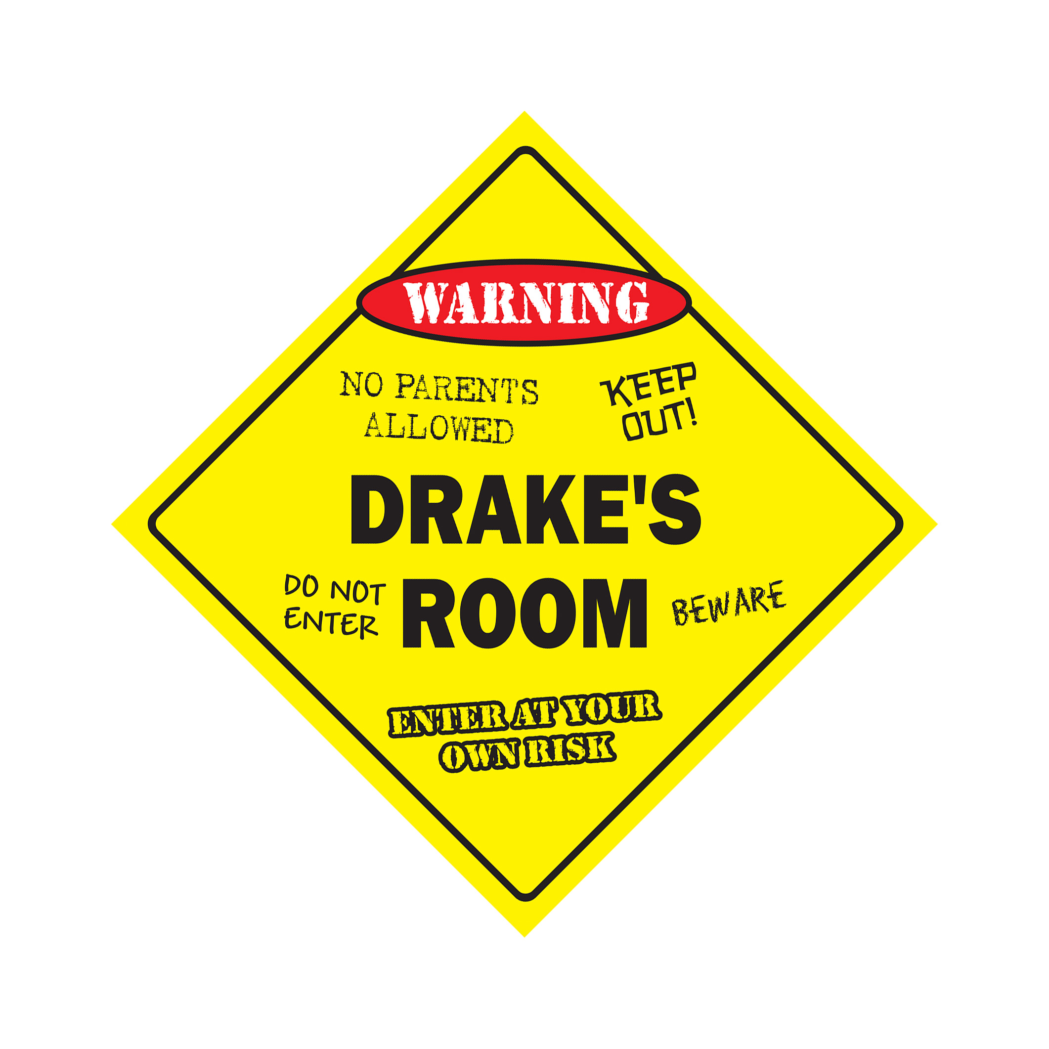 Drake's Room Sign Crossing Zone Xing | Indoor/Outdoor | 20" Tall kids ...