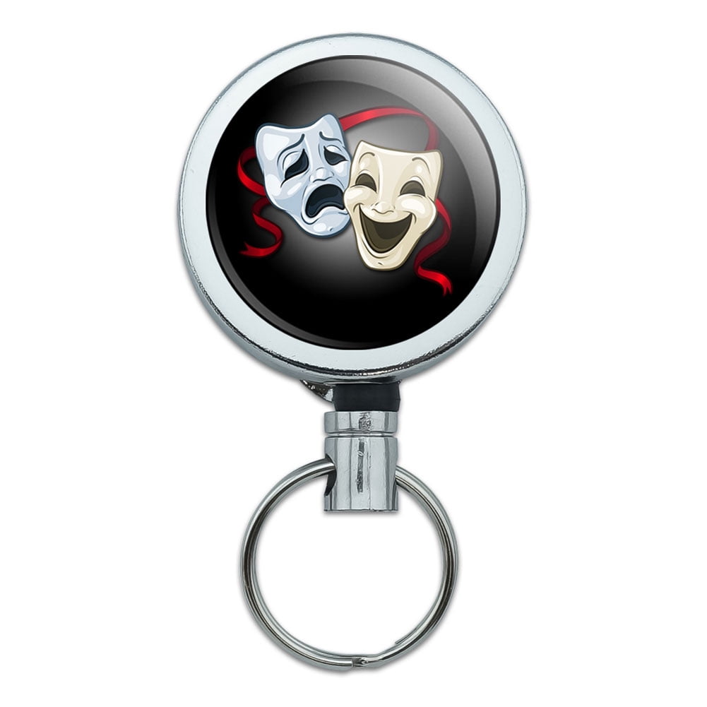 Drama Comedy Tragedy Masks Theater Retractable Belt Clip Badge Key ...