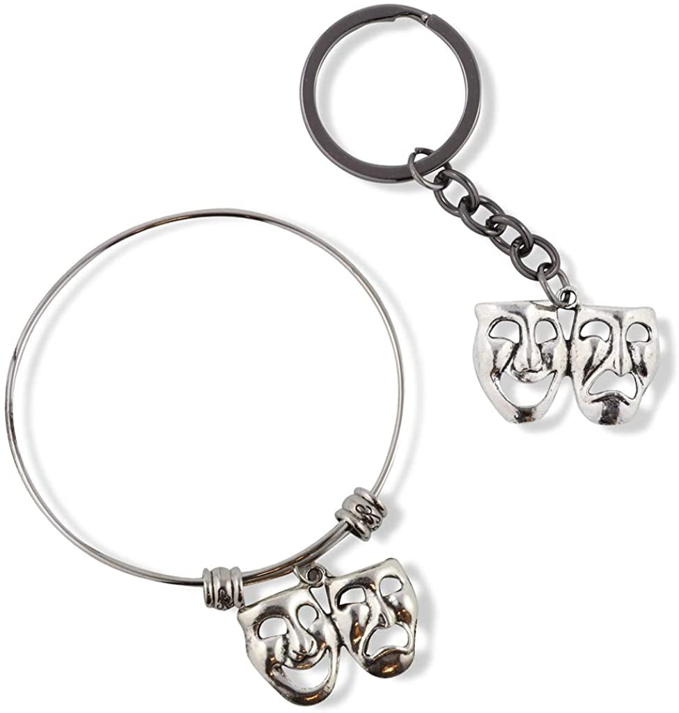 Drama Masks Bracelet and Keychain | Actors Fancy Charm Bangle Bundled ...