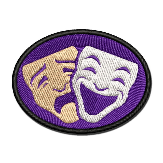 Drama Tragedy Comedy Masks Theater Applique Multi-Color Embroidered ...