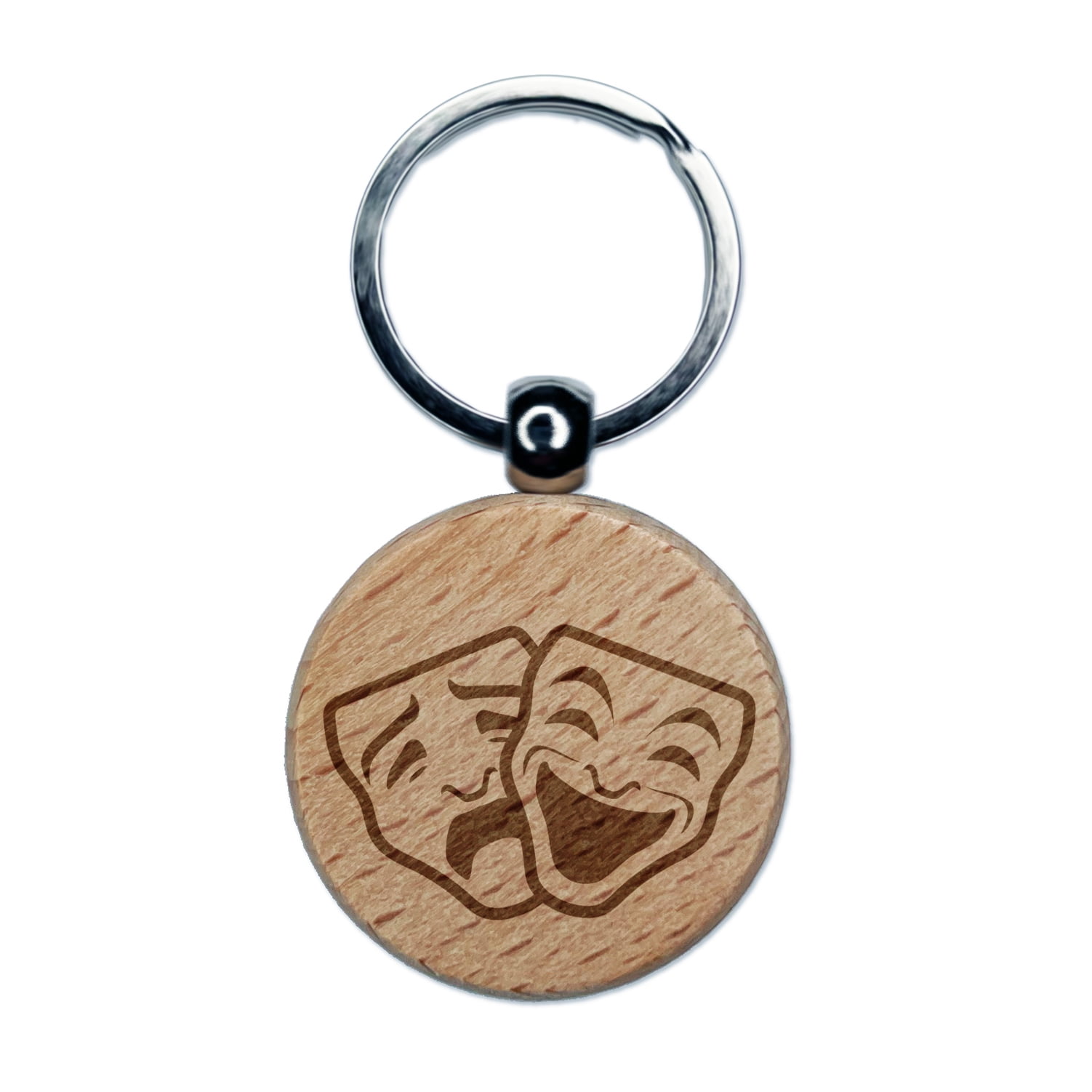 Drama Tragedy Comedy Masks Theater Round Keychain Charm Tag - Engraved ...