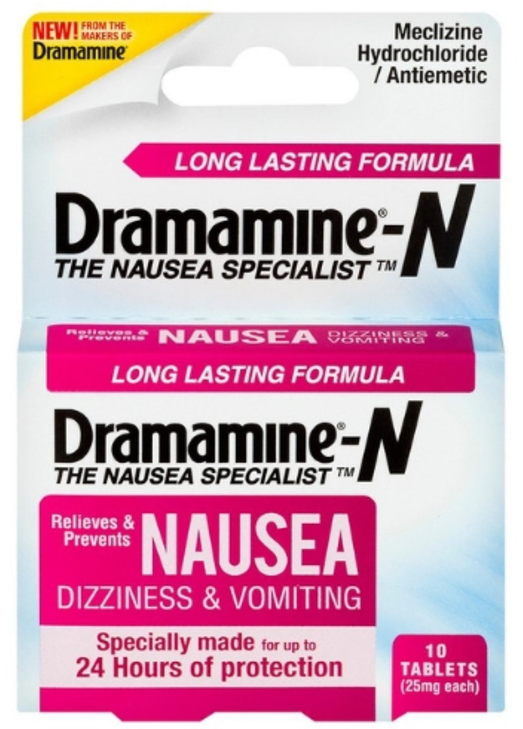 Dramamine Long Lasting Nausea Relief Tablets, 10 Count, Pack of 6 ...