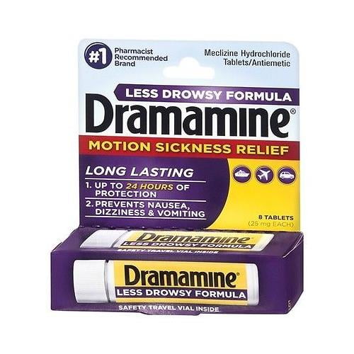 Dramamine Motion Sickness Relief Less Drowsey Formula, 8 Count (Best ...