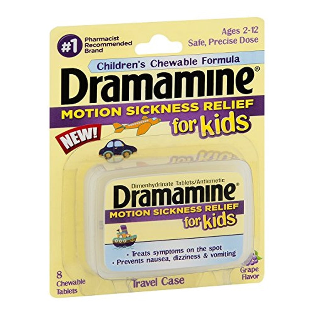 Dramamine Motion Sickness Relief for Kids Grape Flavor (Pack of 12 ...