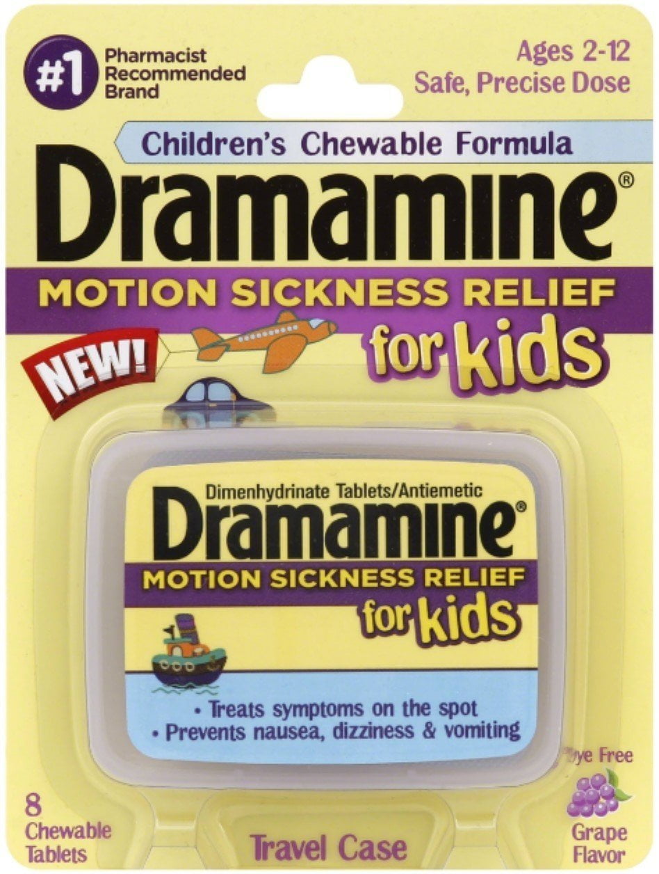 "Dramamine Motion Sickness Relief for Kids Travel Case, Grape, 8 ct, 5 ...