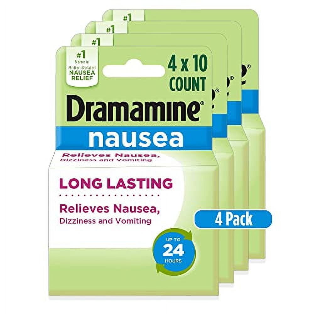 Dramamine Nausea Long Lasting, Nausea Relief, 10 Count, 4 Pack ...