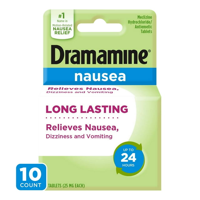 Dramamine Nausea Long Lasting, Nausea Relief Tablets, 10 Count ...