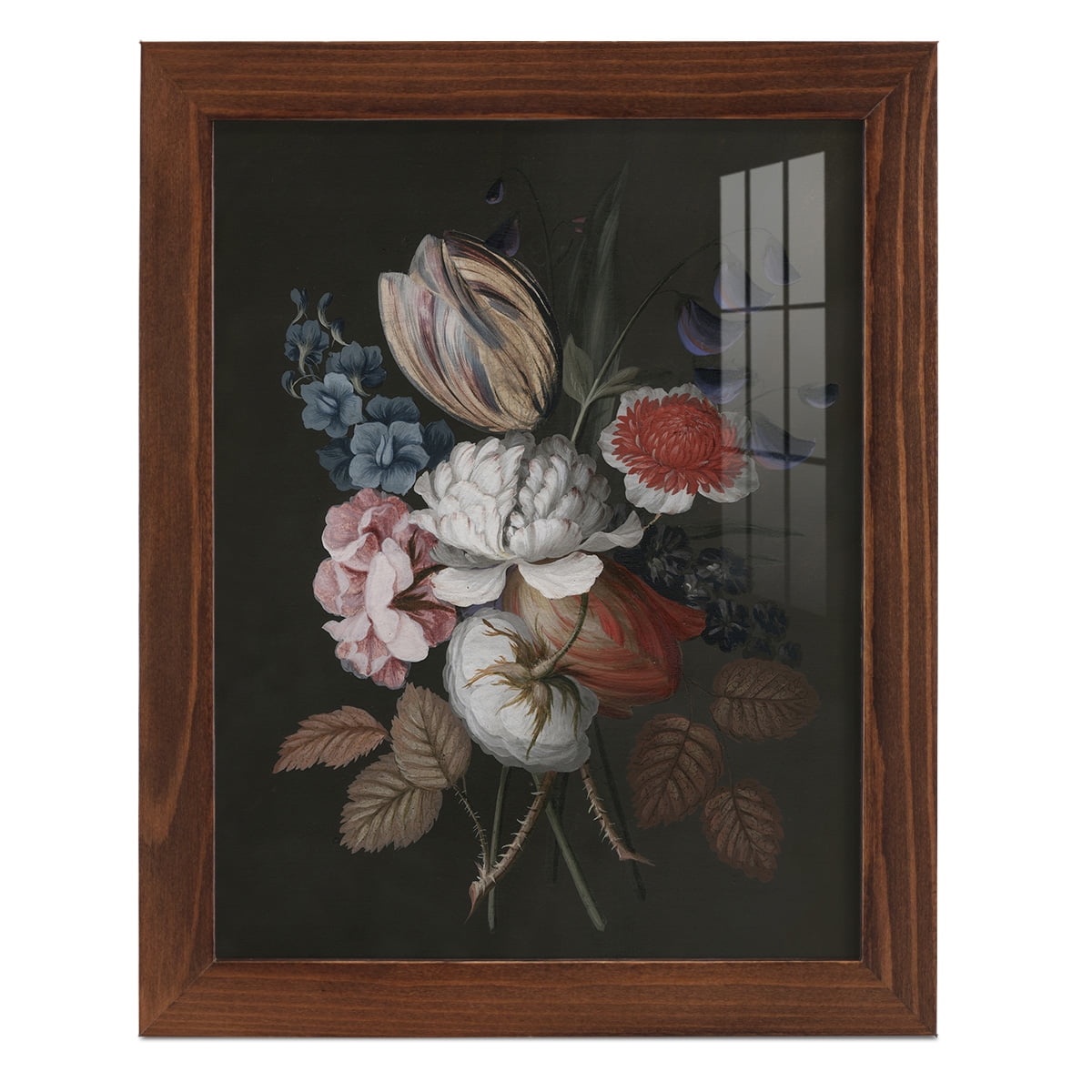 Dramatic Bouquet I -Framed Print w/glass-Chestnut - Walmart.com