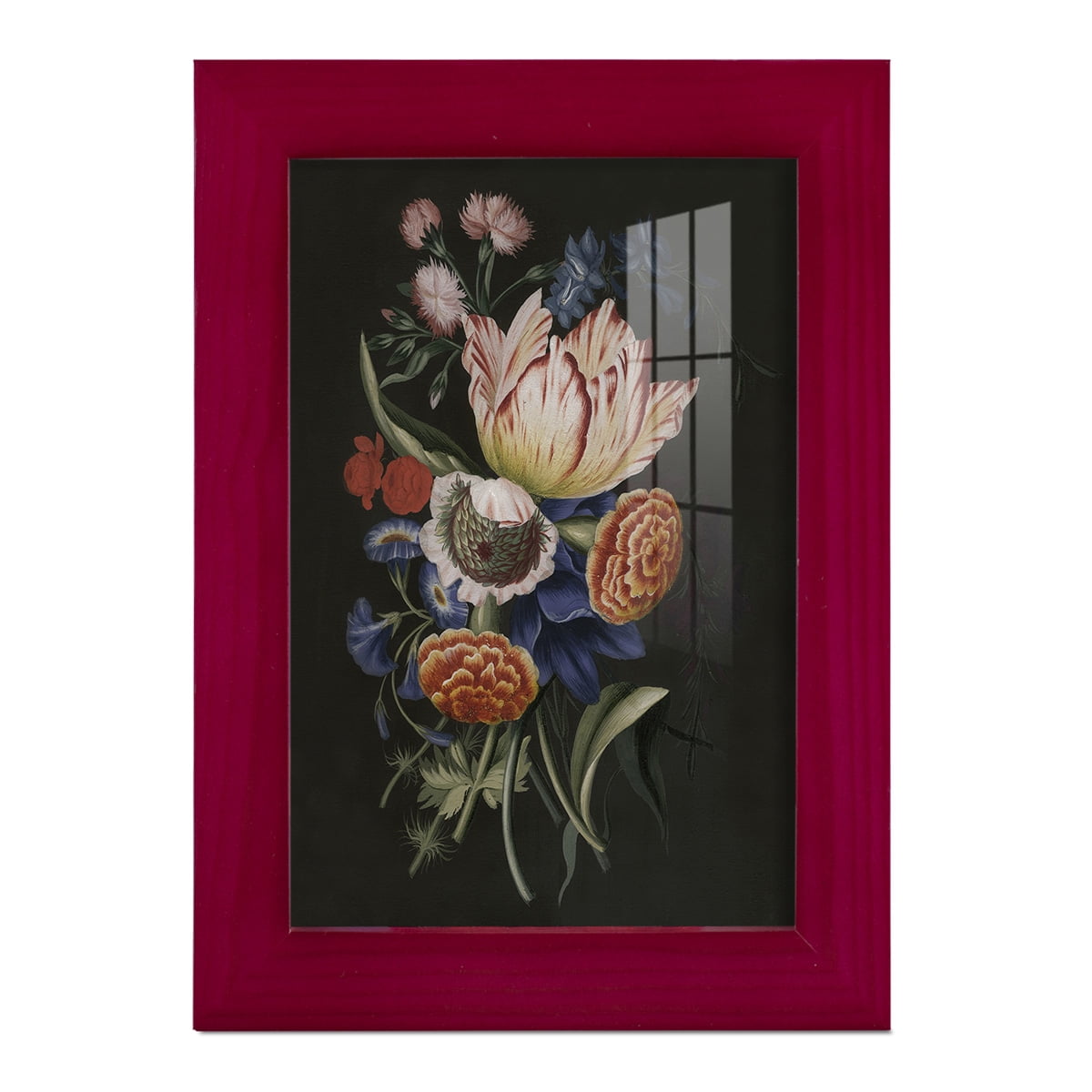 Dramatic Bouquet II -Framed Print w/glass-Cherry Red - Walmart.com