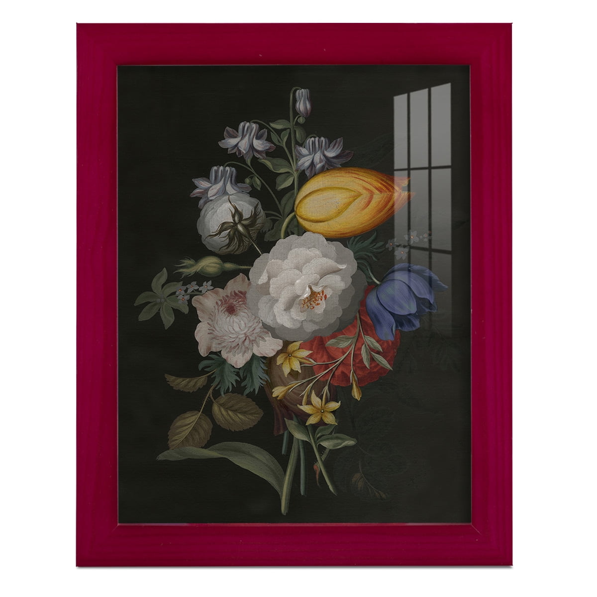Dramatic Bouquet III -Framed Print w/glass-Cherry Red - Walmart.com
