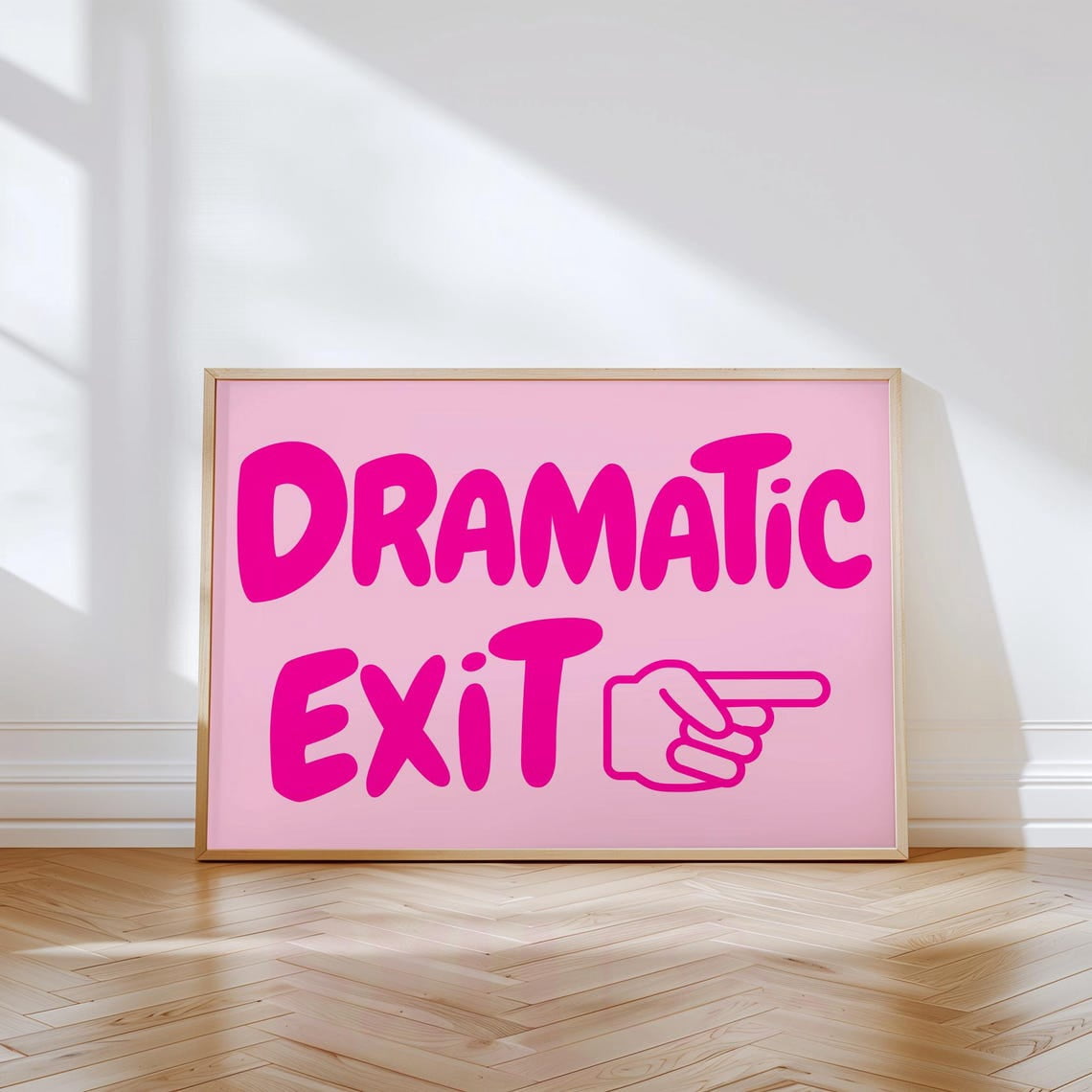 Dramatic Exit Hot Pink Entryway Wall Art, Unframed Paper Print Size ...